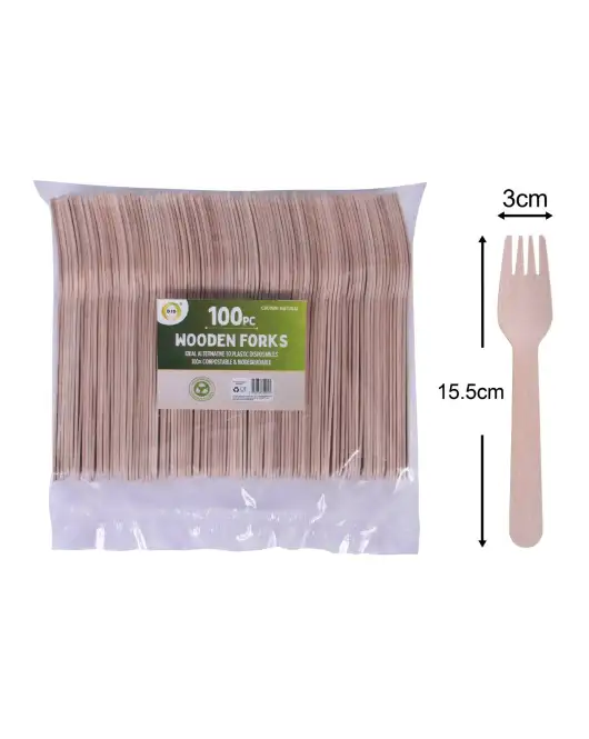 100pc Wooden Forks