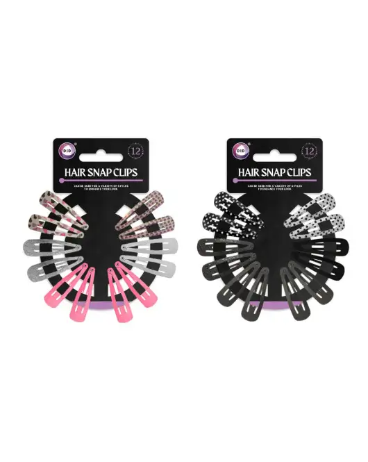 12Pk Hair Snap Clips