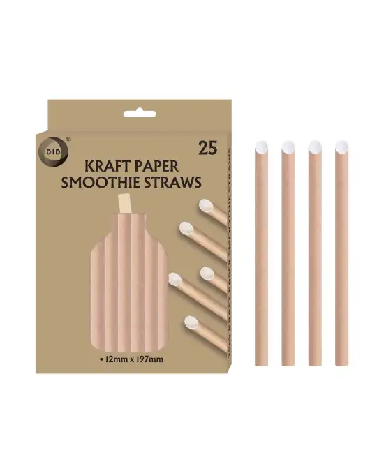 25pc Kraft Paper Smoothie Straws