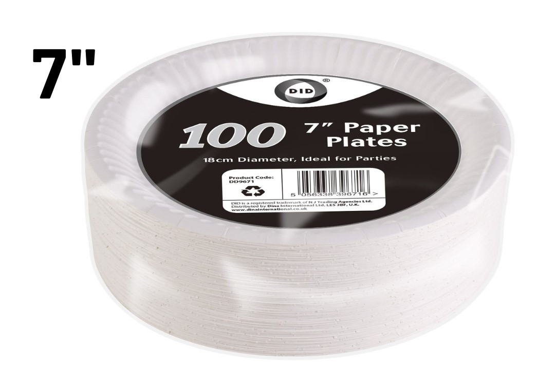 100pc 7 Inch Paper Plates