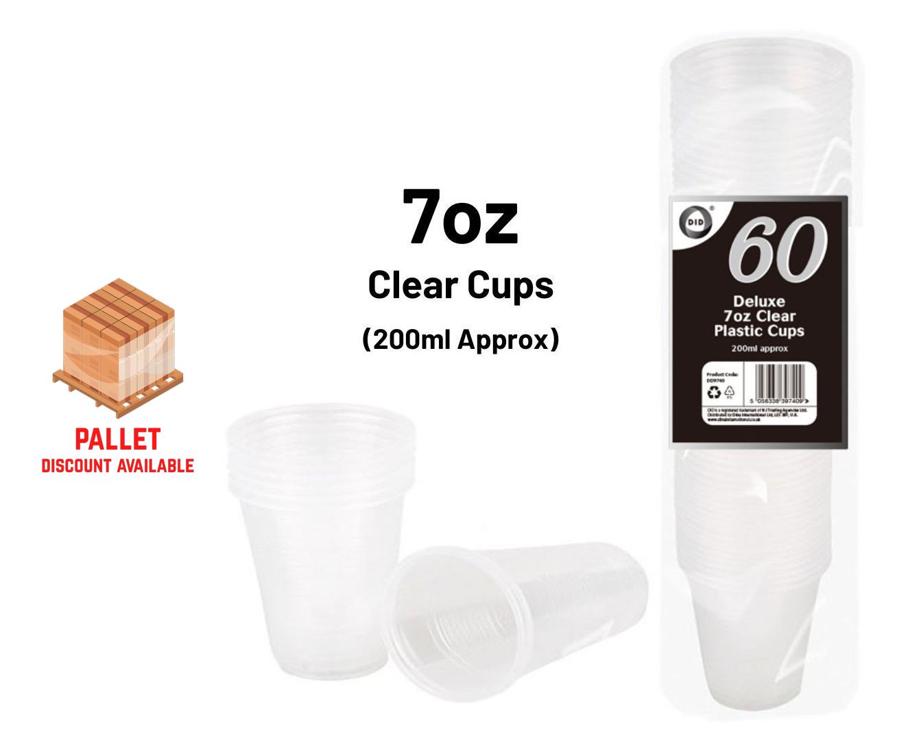 60pc Deluxe 7oz Clear Plastic Cups