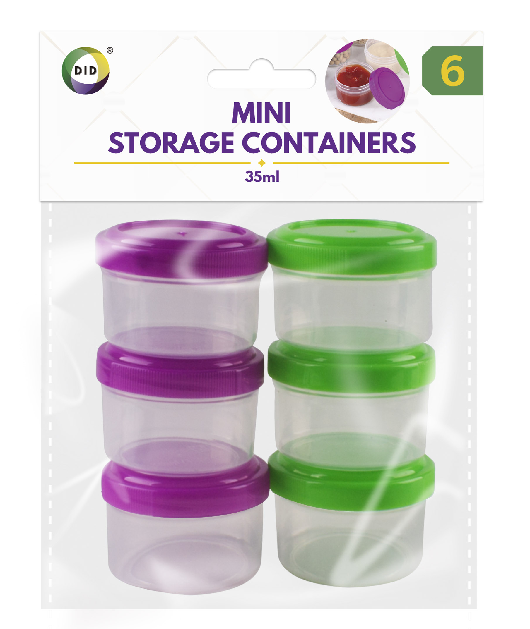 6pc 35ml Mini Storage Containers
