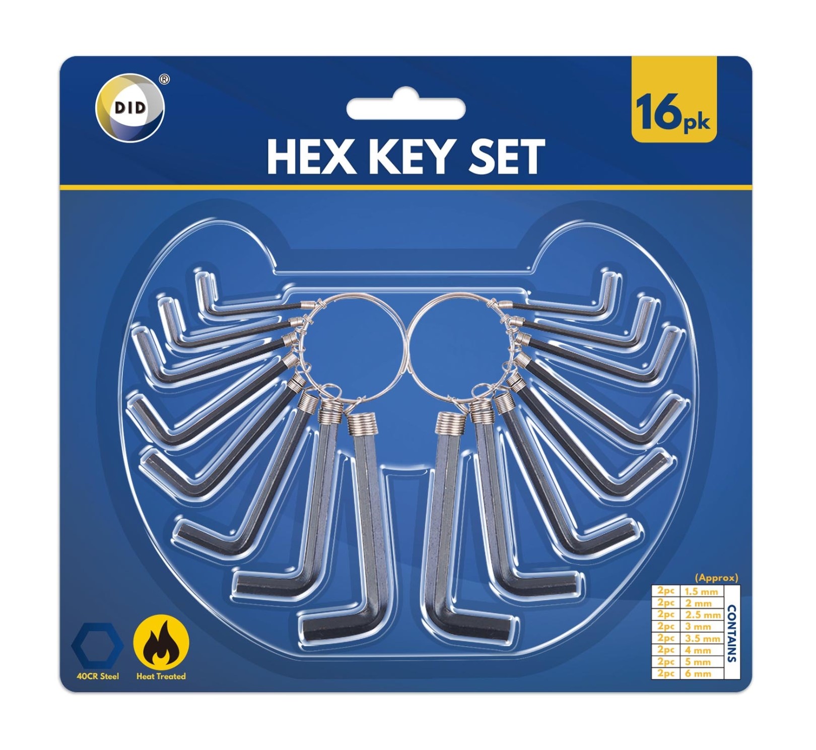 16pc hex key set