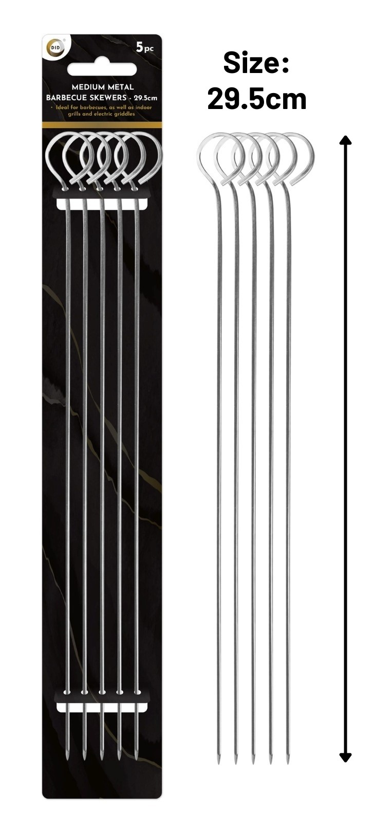 5pc Medium Metal Barbecue Skewers - 29.5cm