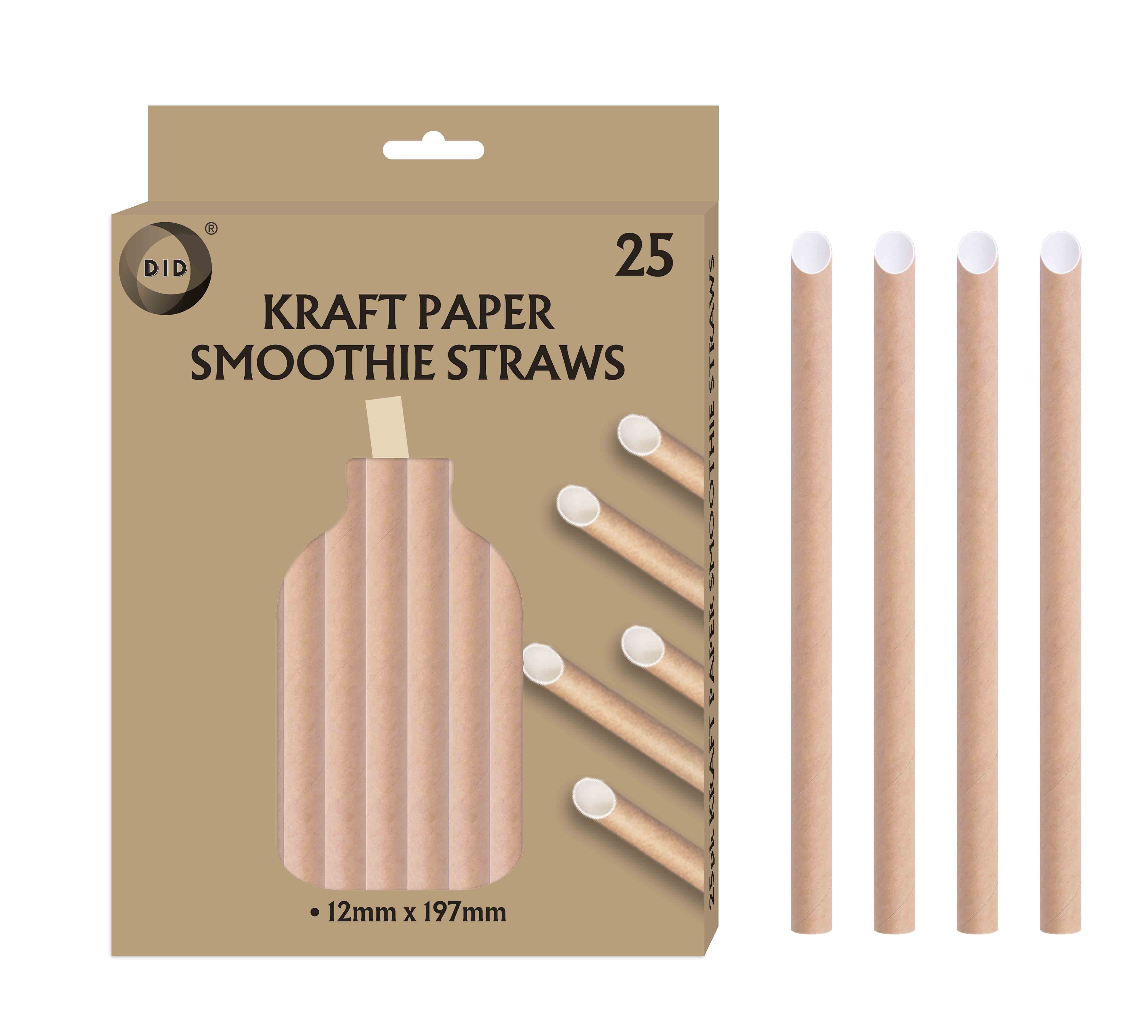 25pc Kraft Paper Smoothie Straws