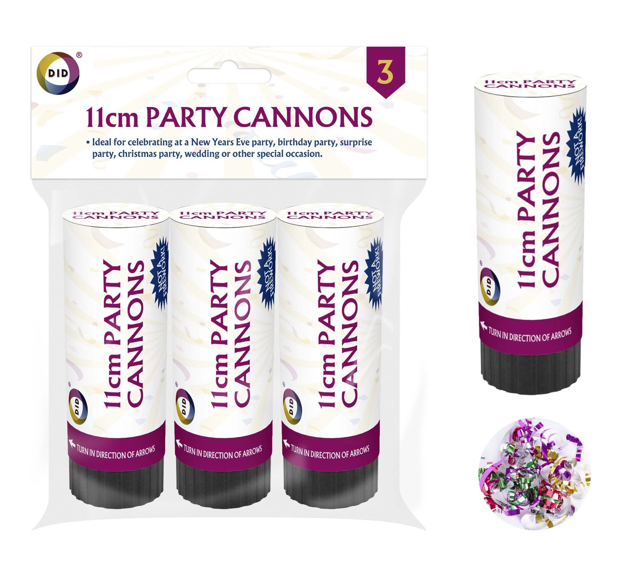 3pc 11cm Party Cannons