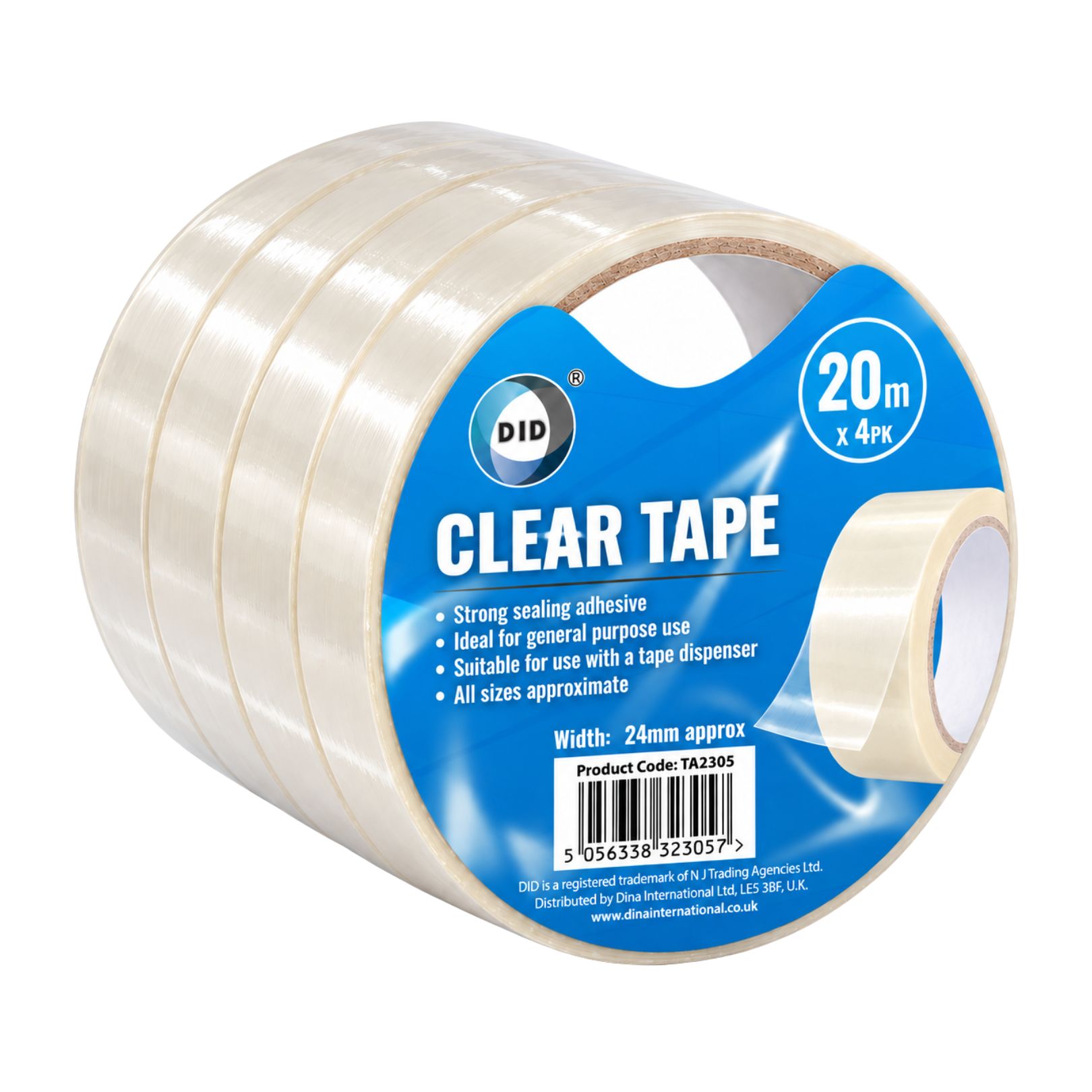 4pc 20m x 24mm Clear Tape