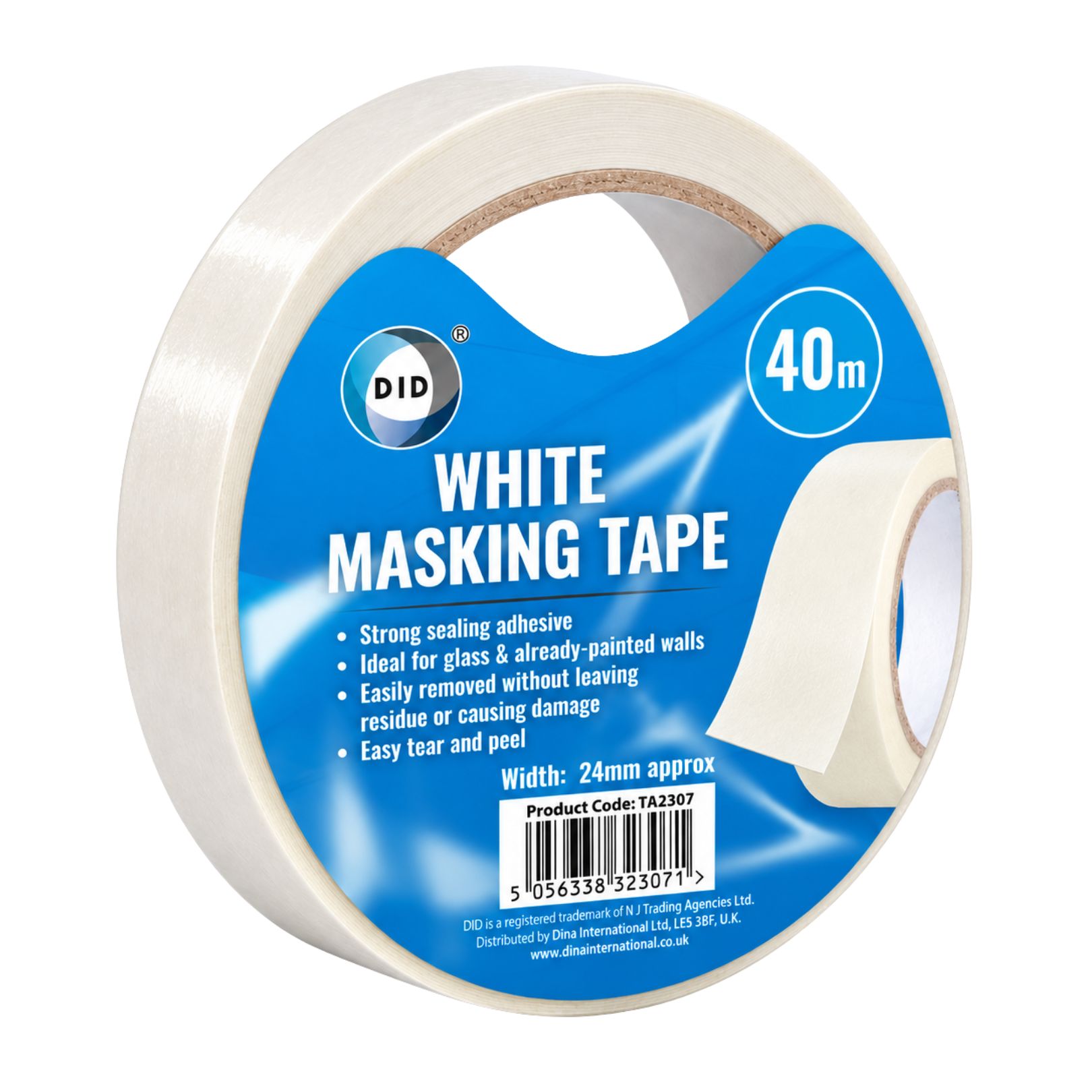 40m x 24mm White Masking Tape